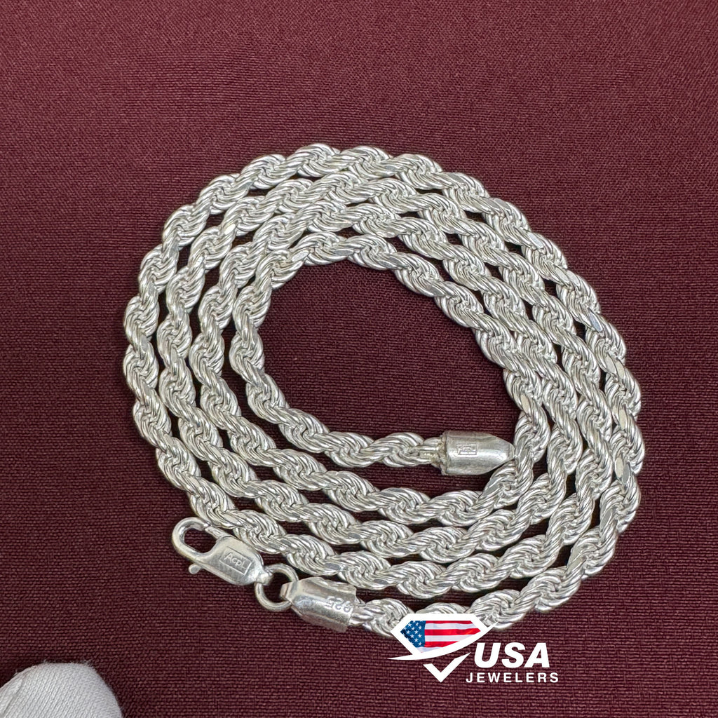 4mm 925 Sterling Silver Vermeil Rope Chain – USA JEWELLERS