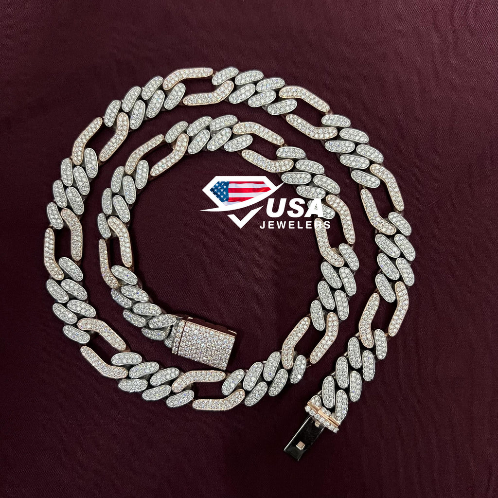 FIGARO Style 12MM VVS Lab Diamond Cuban Link Chain – USA JEWELLERS