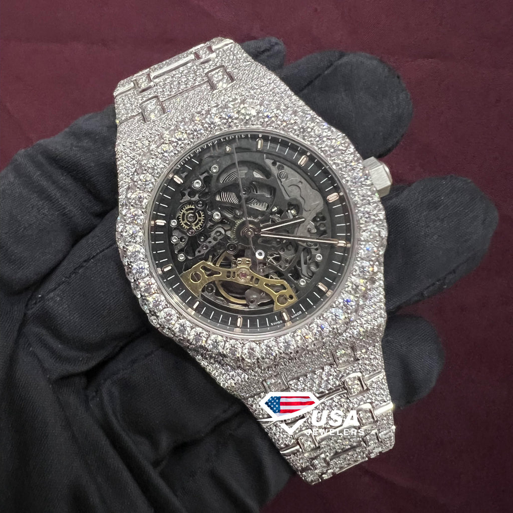 41MM VVS1 Moissanite Diamond Skeleton Watch – USA JEWELLERS